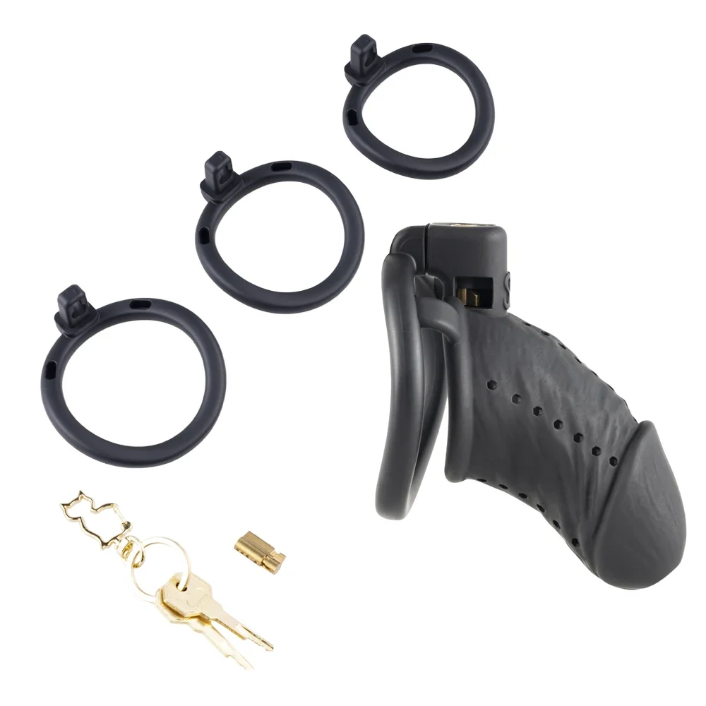 ABS Realistic Black Chastity Cage - Short/Long Cock Cage For Man ...