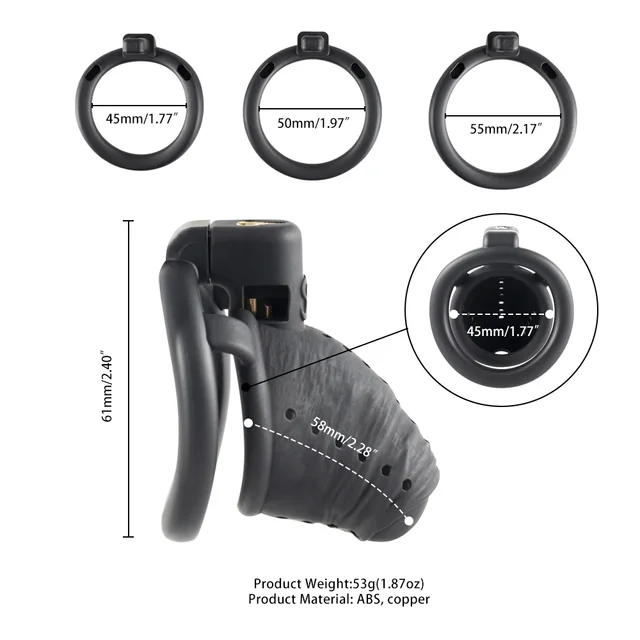 ABS Realistic Black Chastity Cage - Short/Long Cock Cage For Man ...