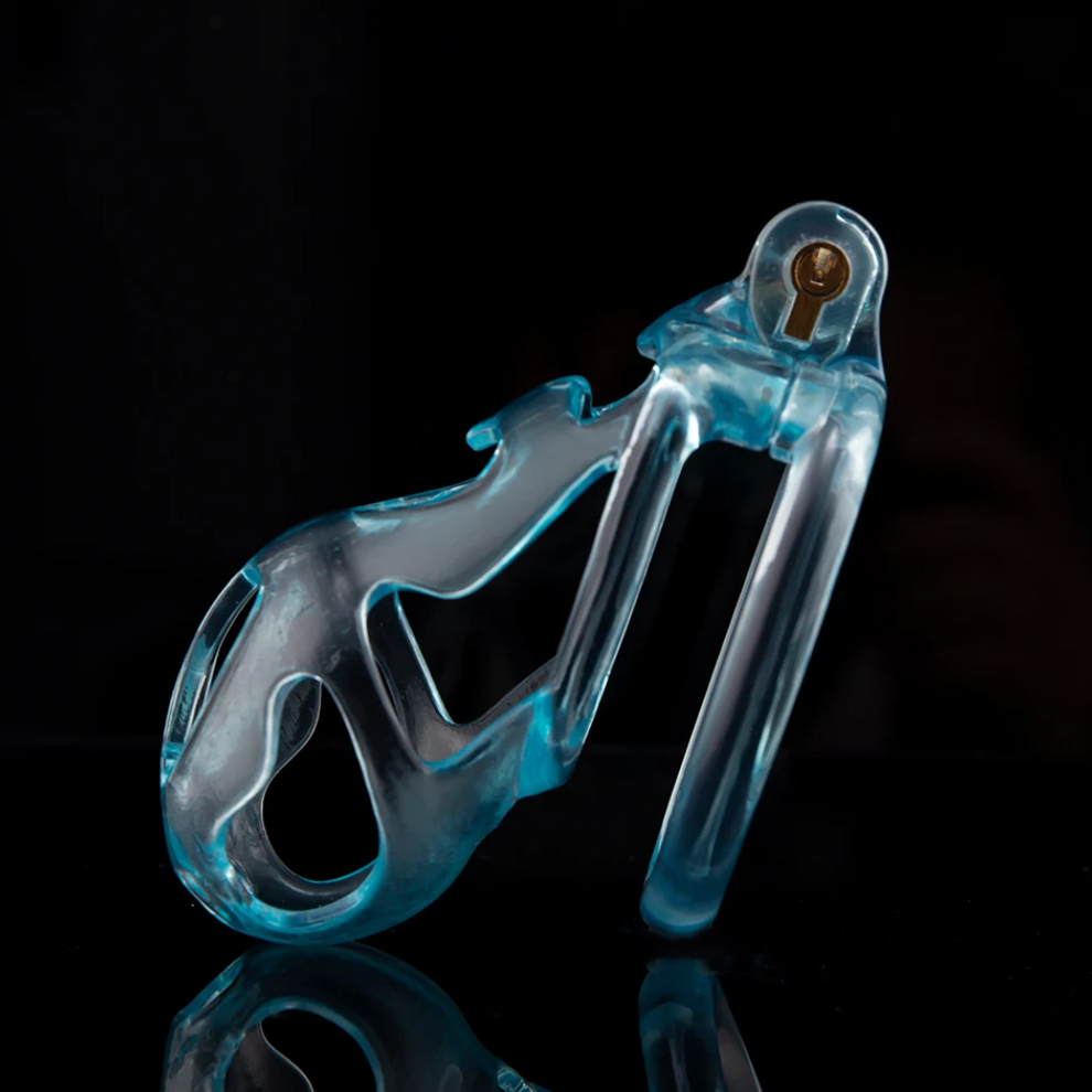 Transparent Ice Blue Ghost Chastity Cage 3D Printed Cobra Cock Cage Cuckold Lockdown Chastity ...